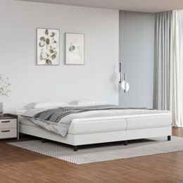 MAISONCHIC Boxspringbett mit Matratze Doppelbett Bett für Schlafzimmer Weiß 200x200 cm Kunstleder DE40427