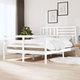 MAISONCHIC Massivholzbett Doppelbett Bett für Schlafzimmer Weiß 140x200 cm DE67307