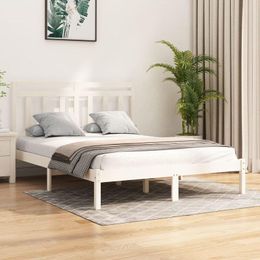 MAISONCHIC Massivholzbett Doppelbett Bett für Schlafzimmer Weiß 120x200 cm DE16873