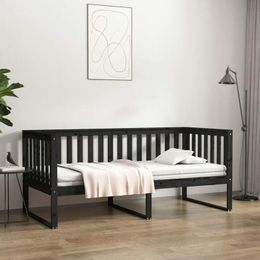 MAISONCHIC Tagesbett Einzelbett Bett für Schlafzimmer Schwarz 90x200 cm Massivholz Kiefer DE19268