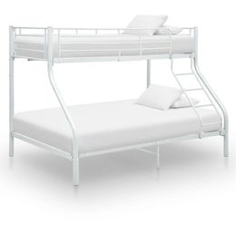 MAISONCHIC Etagenbett Bett für Schlafzimmer Bettgestell Weiß Metall 140x200 cm/90x200 cm DE13317