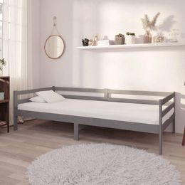 MAISONCHIC Tagesbett Einzelbett Bett für Schlafzimmer Grau Kiefer Massivholz 90x200 cm DE75292
