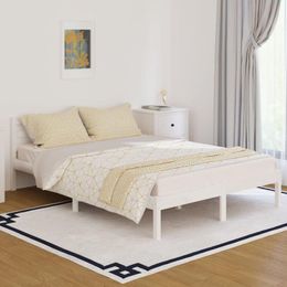 MAISONCHIC Massivholzbett Doppelbett Bett für Schlafzimmer Kiefer 140x200 cm Weiß DE90529 - Weiß
