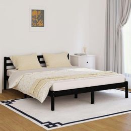 MAISONCHIC Massivholzbett Doppelbett Bett für Schlafzimmer Kiefer 160x200 cm Schwarz DE87428