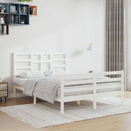MAISONCHIC Massivholzbett Doppelbett Bett für Schlafzimmer Weiß 120x200 cm DE39575