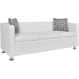 MAISONCHIC 3-Sitzer-Sofa Loungesofa Couch Modern Kunstleder Weiß DE82423 - Weiß