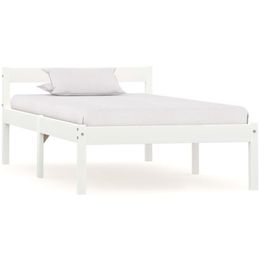 MAISONCHIC Massivholzbett Einzelbett Bett für Schlafzimmer Weiß Kiefer 100x200 cm DE73859