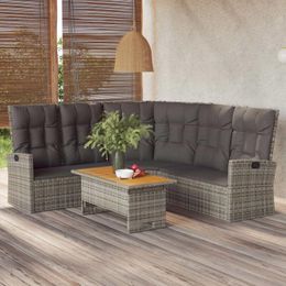 MAISONCHIC Ecksofa Loungesofa Couch Modern mit Liegefunktion und Kissen Grau Poly Rattan DE67228 - Grau