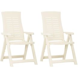 MAISONCHIC 2er Set Gartenstühle Gartensessel Verstellbare Stühle für Garten Terrasse Balkon Kunststoff Weiß DE40343