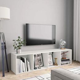 MAISONCHIC - Bücherregal Küchenregal TV-Lowboard Regal für Wohnzimmer Büro und Flur Weiß 143×30×36 cm DE86439 - Weiß