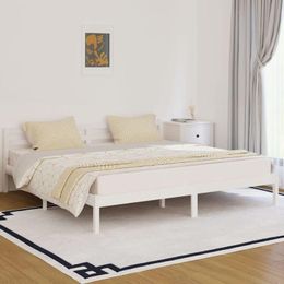 MAISONCHIC Massivholzbett Doppelbett Bett für Schlafzimmer Kiefer 200x200 cm Weiß DE21234 - Weiß