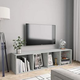 MAISONCHIC - Bücherregal Küchenregal TV-Lowboard Regal für Wohnzimmer Büro und Flur Betongrau 143×30×36 cm DE40809 - Grau