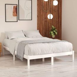 MAISONCHIC Massivholzbett Doppelbett Bett für Schlafzimmer Weiß 135x190 cm 4FT6 Double DE43538
