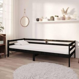 MAISONCHIC Tagesbett Einzelbett Bett für Schlafzimmer Schwarz Kiefer Massivholz 90x200 cm DE54812
