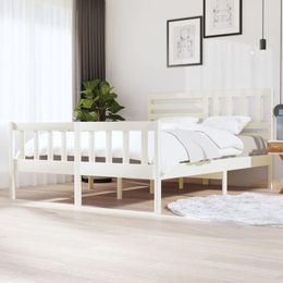 MAISONCHIC Massivholzbett Doppelbett Bett für Schlafzimmer Weiß 160x200 cm DE50335