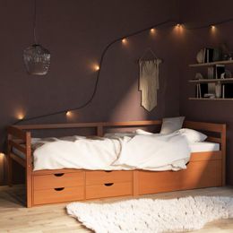 MAISONCHIC - Massivholzbett mit Schubladen Einzelbett Bett für Schlafzimmer Honigbraun Kiefer 90x200 cm DE31177 - Braun