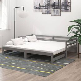 MAISONCHIC Tagesbett Ausziehbar Doppelbett Bett für Schlafzimmer Grau Kiefer Massivholz 2x(90x200) cm DE63953