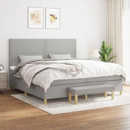 MAISONCHIC Boxspringbett mit Matratze Doppelbett Bett für Schlafzimmer Hellgrau 200x200 cm Stoff DE74259