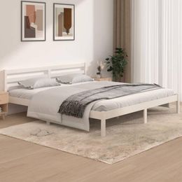 MAISONCHIC Massivholzbett Doppelbett Bett für Schlafzimmer Kiefer 180x200cm Weiß 6FT Super King DE95979 - Weiß