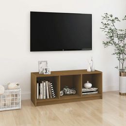 MAISONCHIC TV-Lowboard für Wohnzimmer tv Schrank TV-Möbel Honigbraun 104x33x41 cm Massivholz Kiefer DE47961