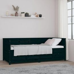 MAISONCHIC Tagesbett Einzelbett Bett für Schlafzimmer Schwarz 90x200 cm Massivholz Kiefer DE29338