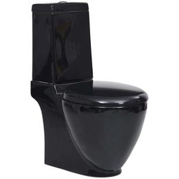 MAISONCHIC - Stand-WC wc Keramik-Toilette Badezimmer Modern Design Rund Senkrechter Abgang Schwarz DE80831