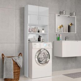 MAISONCHIC Waschmaschinenschrank Modern Design Badschrank Hochglanz-Weiß 64x25,5x190 cm DE25999