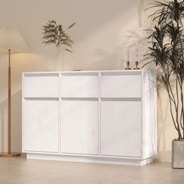 MAISONCHIC Sideboard Kommode für Wohnzimmer Küche Weiß 110x34x75 cm Massivholz Kiefer DE48339