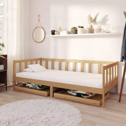 MAISONCHIC Tagesbett mit Schubladen Einzelbett Bett für Schlafzimmer 90x200 cm Honigbraun Massivholz Kiefer DE15626