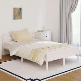 MAISONCHIC Massivholzbett Doppelbett Bett für Schlafzimmer Kiefer 120x200 cm Weiß DE86343