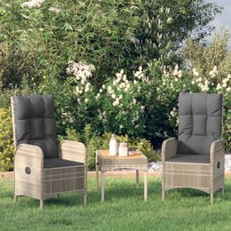 MAISONCHIC Gartenstühle 2er Set Gartensessel Relaxsessel Poly Rattan Grau DE37946