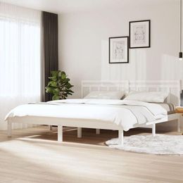 MAISONCHIC Massivholzbett Doppelbett Bett für Schlafzimmer Weiß Kiefer 200x200 cm DE49945