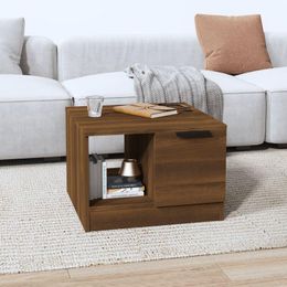 MAISONCHIC Couchtisch Wohnzimmertisch Sofatisch Braun Eichen-Optik 50x50x36 cm Holzwerkstoff DE64631