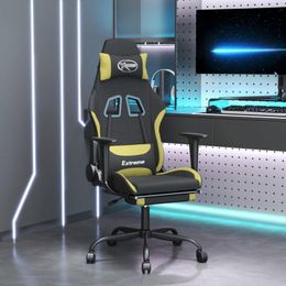 MAISONCHIC - Gaming-Stuhl mit Fußstütze Schreibtischstuhl Chefsessel Schwarz und Hellgrün Stoff DE79582