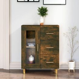 MAISONCHIC Sideboard Kommode für Wohnzimmer Küche Räuchereiche 69,5x34x90 cm Holzwerkstoff DE22137