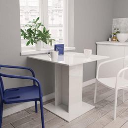 MAISONCHIC - Esstisch Tisch für Wohnzimmer, Küche, Esszimmer Hochglanz-Weiß 80x80x75 cm Holzwerkstoff DE43661