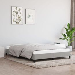 MAISONCHIC - Bettgestell Doppelbett Bett für Schlafzimmer Hellgrau 140x200 cm Stoff DE74651 - Grau