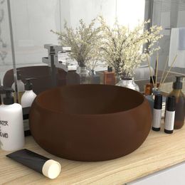 MAISONCHIC Luxuriöses Waschbecken Aufsatzwaschtisch Waschschale für Badezimmer Rund Matt Dunkelbraun 40x15 cm Keramik DE26369