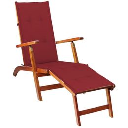 MAISONCHIC - Gartenliege Liegestuhl Relaxliege für Garten, Balkon und Terrrasse mit Fußstütze und Auflage Akazie Massivholz DE69632