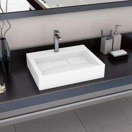 MAISONCHIC Waschbecken Aufsatzwaschtisch Waschschale für Badezimmer 60 x 38 x 11 cm Mineralguss/Marmorguss Weiß DE18221