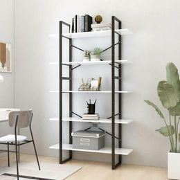 MAISONCHIC Bücherregal 5 Fächer Küchenregal Regal für Wohnzimmer Büro und Flur Weiß 100x30x175 cm Holzwerkstoff DE57732