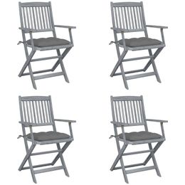 MAISONCHIC - 4er Set Gartenstühle Gartensessel Klappbare Stühle für Garten Terrasse Balkon mit Kissen Massivholz Akazie DE35938