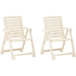 MAISONCHIC - 2er Set Gartenstühle Gartensessel Stühle für Garten Terrasse Balkon Kunststoff Weiß DE94704