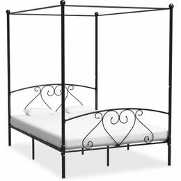 MAISONCHIC Himmelbett-Gestell Doppelbett Bett für Schlafzimmer Schwarz Metall 140 x 200 cm DE48223