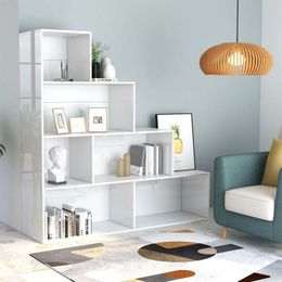 MAISONCHIC - Bücherregal Küchenregal Regal für Wohnzimmer Büro und Flur Hochglanz-Weiß 155x24x160 cm DE51478