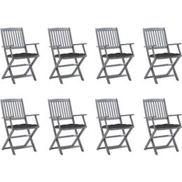 MAISONCHIC 8er Set Gartenstühle Gartensessel Klappbare Stühle für Garten Terrasse Balkon mit Kissen Massivholz Akazie DE56935