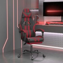 MAISONCHIC - Gaming-Stuhl mit Fußstütze Drehbar Schreibtischstuhl Chefsessel Schwarz & Weinrot Kunstleder DE79618