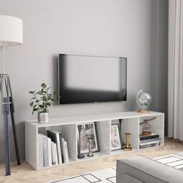 MAISONCHIC Bücherregal Küchenregal TV-Lowboard Regal für Wohnzimmer Büro und Flur Hochglanz-Weiß 143×30×36 cm DE15789 - Weiß