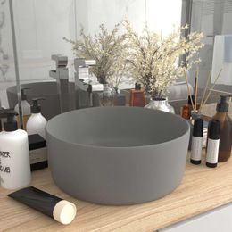MAISONCHIC Luxuriöses Waschbecken Aufsatzwaschtisch Waschschale für Badezimmer Rund Matt Hellgrau 40x15 cm Keramik DE98275