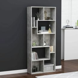 MAISONCHIC Bücherregal Küchenregal Regal für Wohnzimmer Büro und Flur Betongrau 67x24x161 cm Holzwerkstoff DE30392